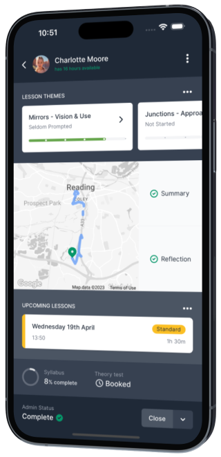 Award winning business management app for your driving school.