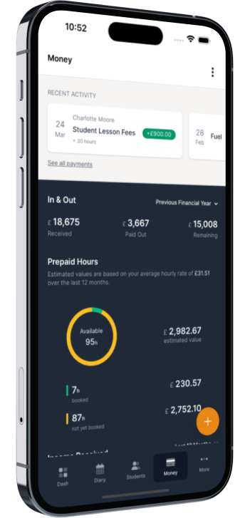 Award winning business management app for your driving school.