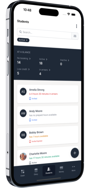 Award winning business management app for your driving school.