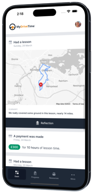 Award winning business management app for your driving school.